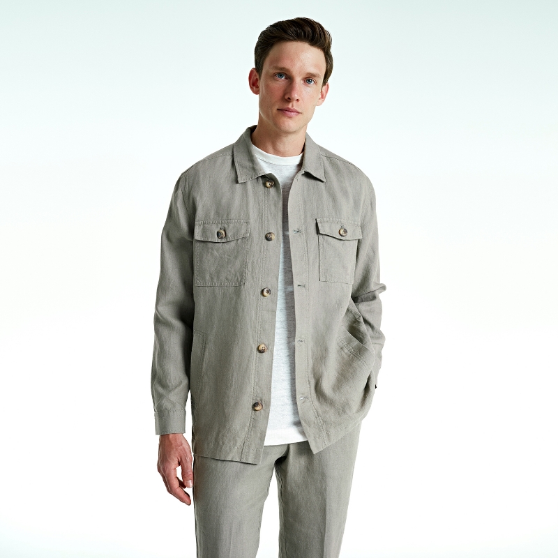 Bluemint | Linen overshirt dim green overshirt